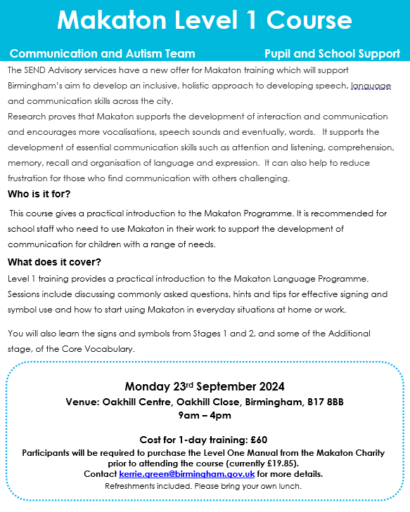 Makaton Level 1 Course – Monday 23rd September 2024 - Local Offer ...